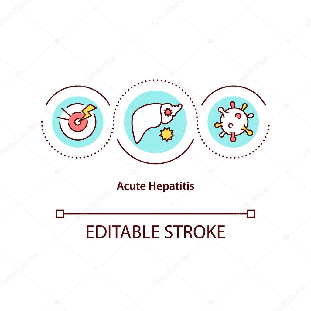 Icono del concepto de hepatitis aguda. Idea de infección crónica ilustración de línea delgada ...