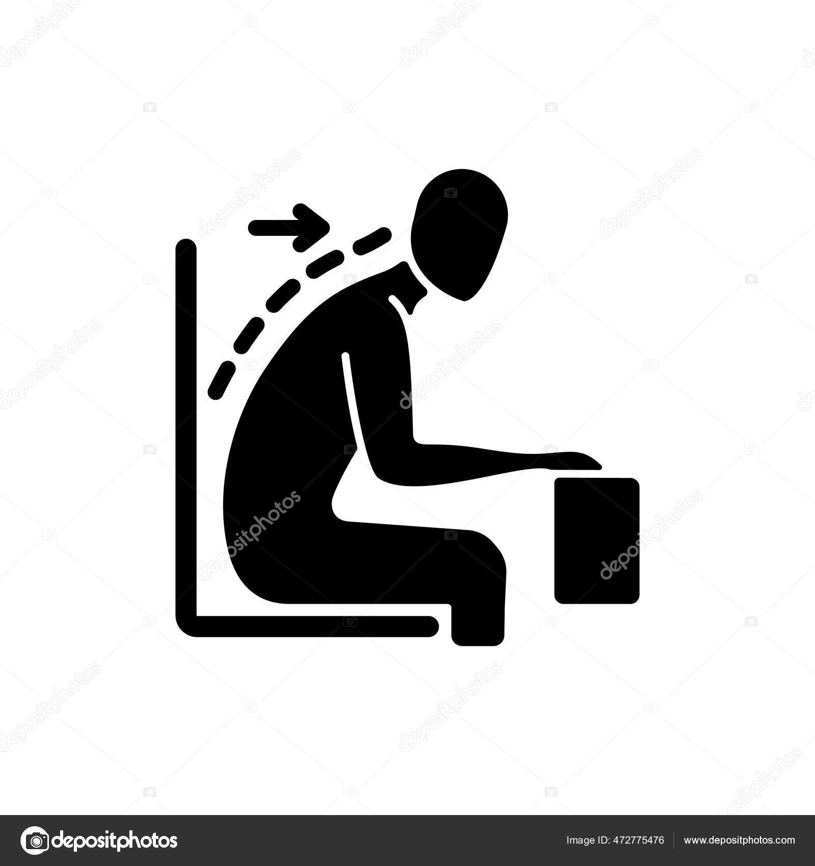 Forward Tilted Sitting Position Black Glyph Icon Rounded Shoulders ...