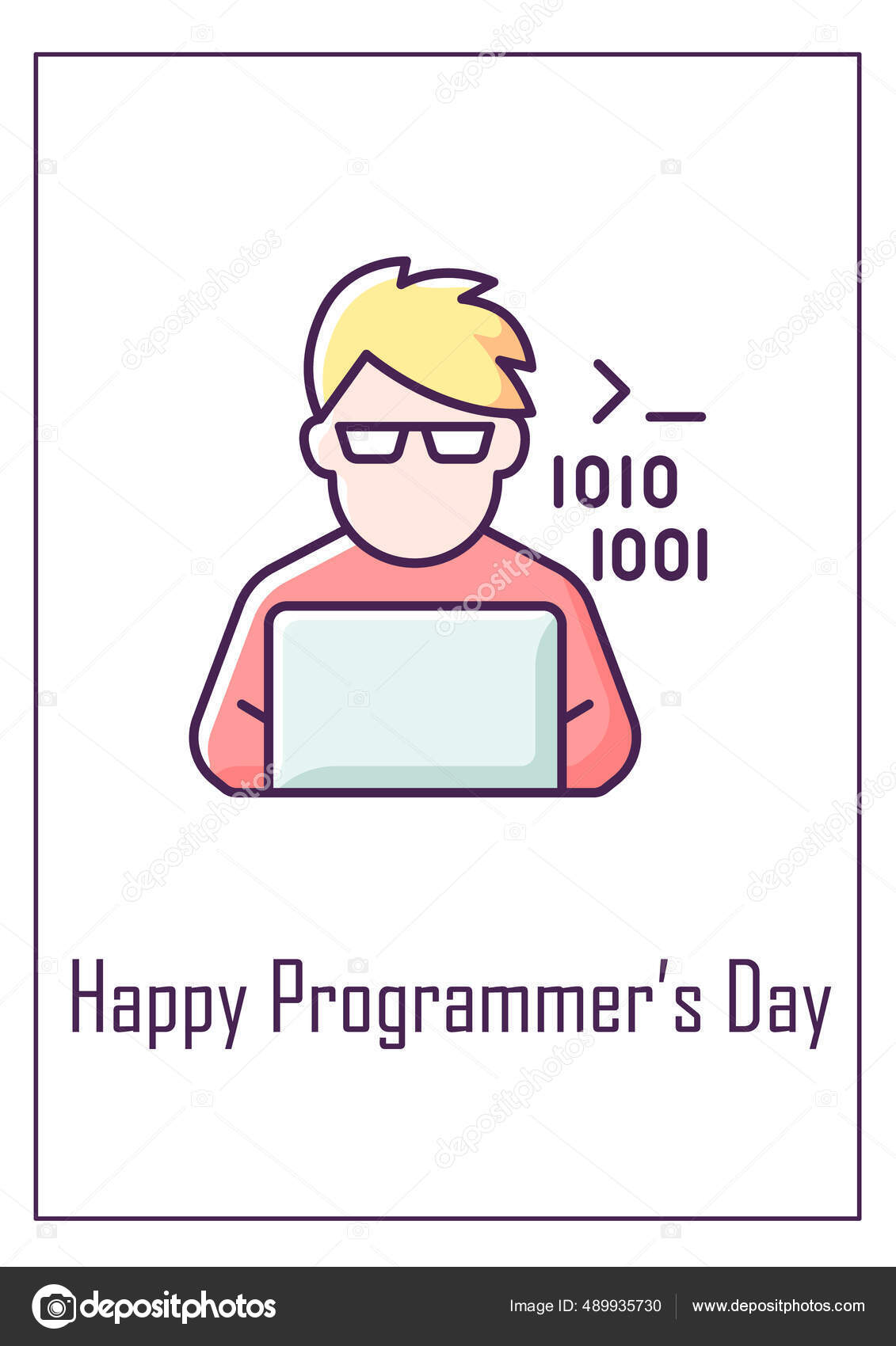 Happy Programmer Day Greeting Card Color Icon Element International ...