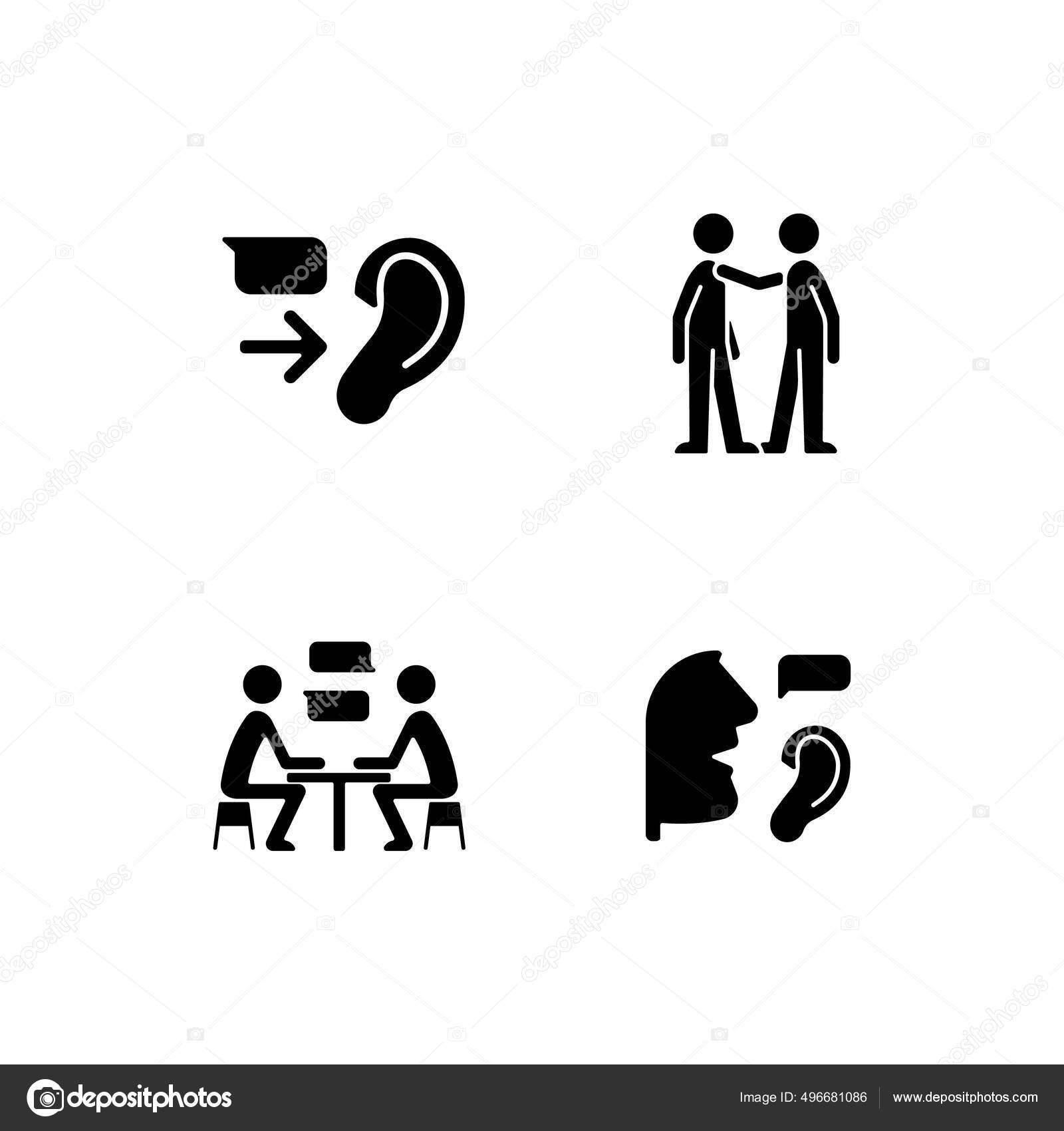 Comunicación Verbal Verbal Iconos Glifo Negro Establecidos Espacio ...