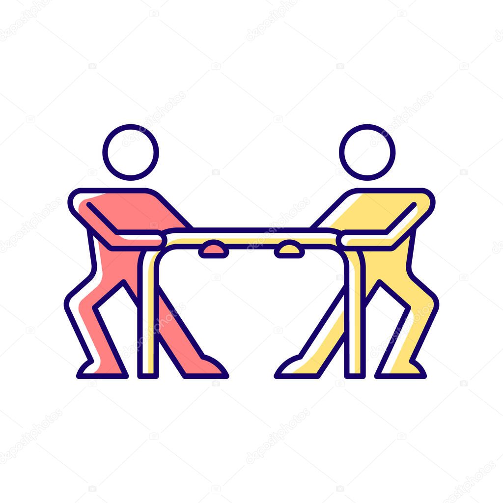 Competencia icono de color RGB. Ganar la rivalidad motivación ...