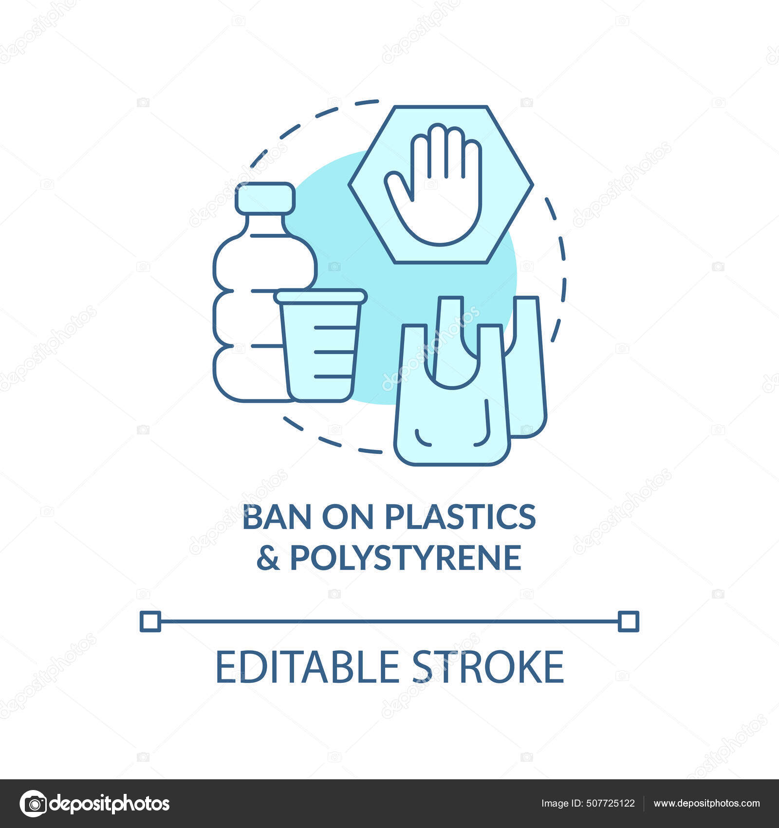 Ban Plastics Materials Concept Icon Environment Protection Reduction ...