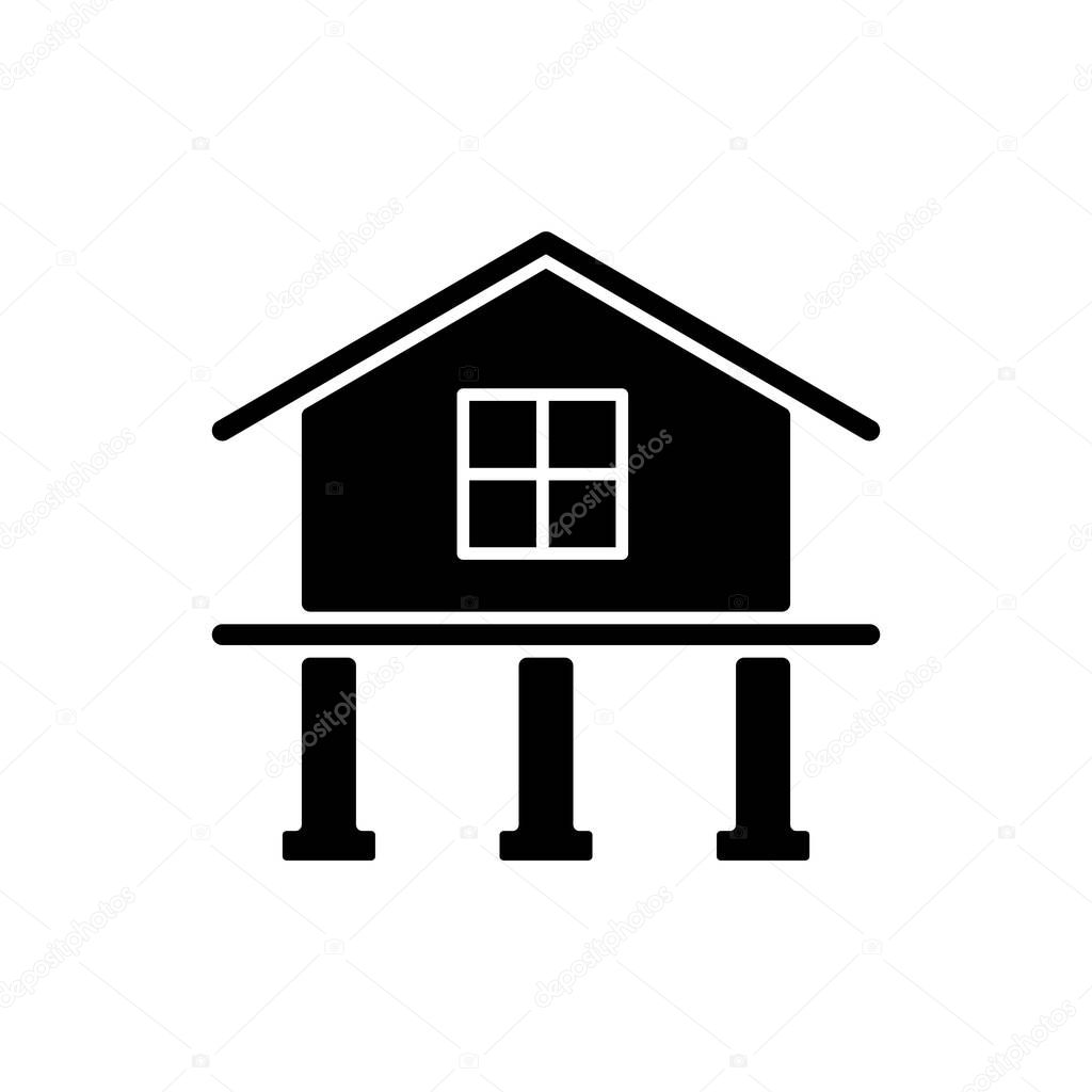 Icono de glifo negro de fuerza y estabilidad. Construcción de edificios ...