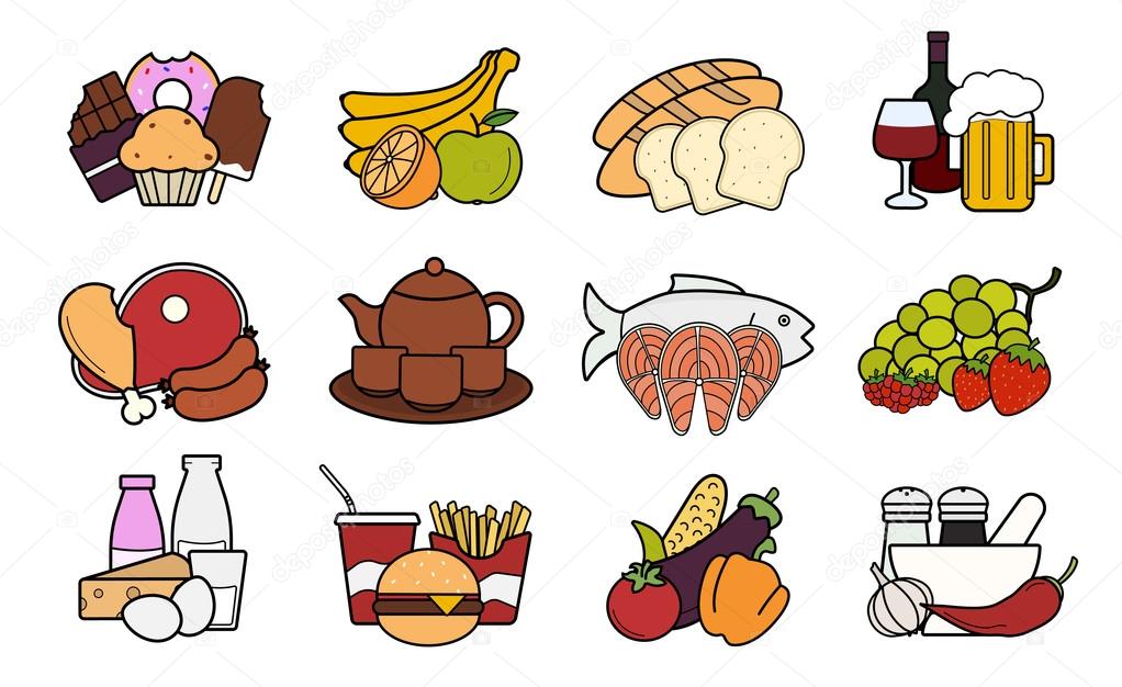 Linear food collection Stock Vector Image by ©bsd #82902080