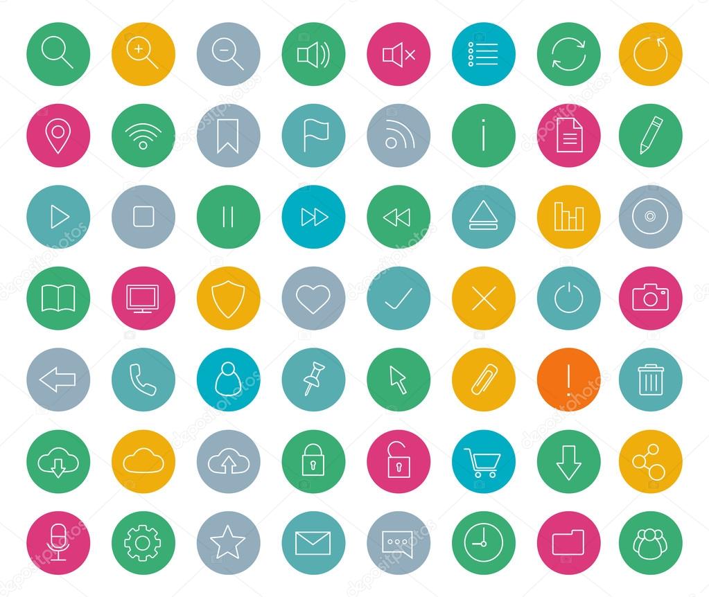 Digital linear icons set. Color Stock Vector Image by ©bsd #91648120