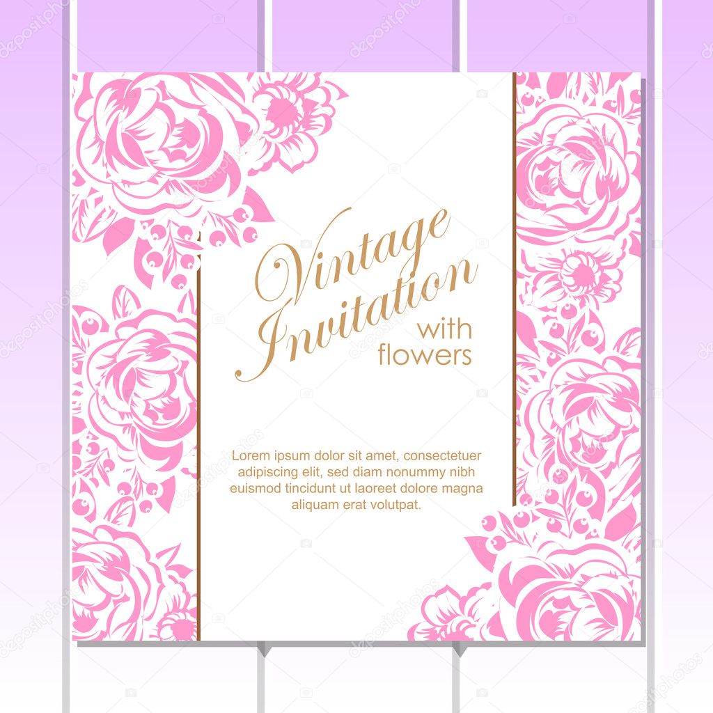 Vintage floral invitation card Stock Vector Image by ©All-about-Flowers ...