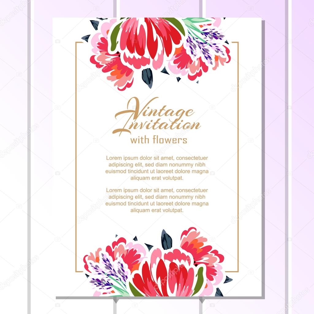 Floral vintage invitation card Stock Vector Image by ©All-about-Flowers ...