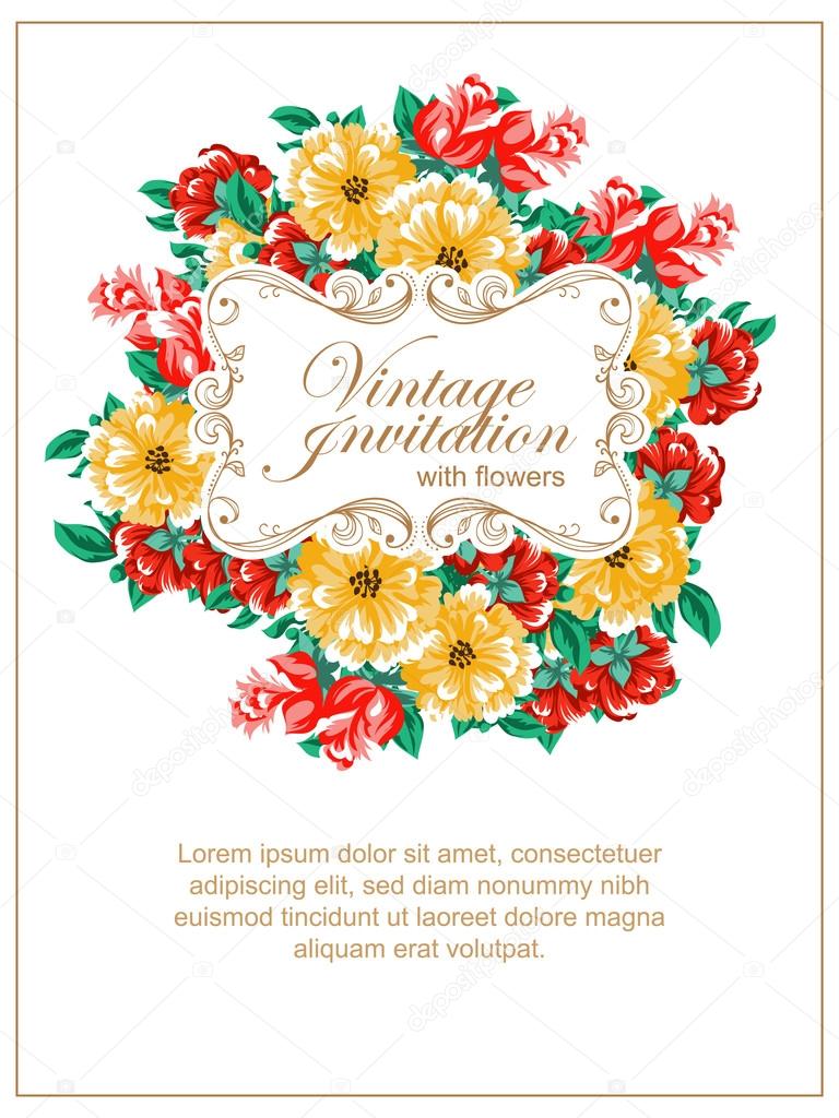 Floral vintage invitation card Stock Vector Image by ©All-about-Flowers ...