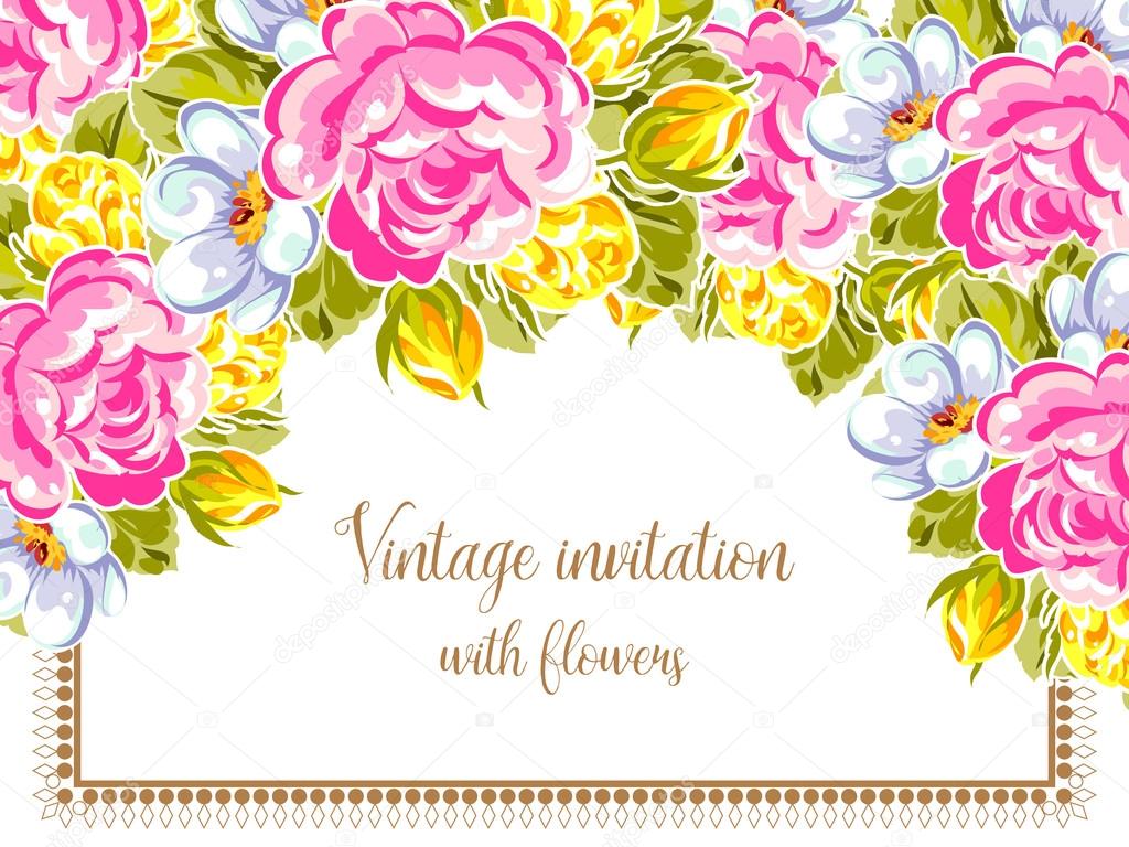 Floral vintage invitation card Stock Vector by ©All-about-Flowers 120085820
