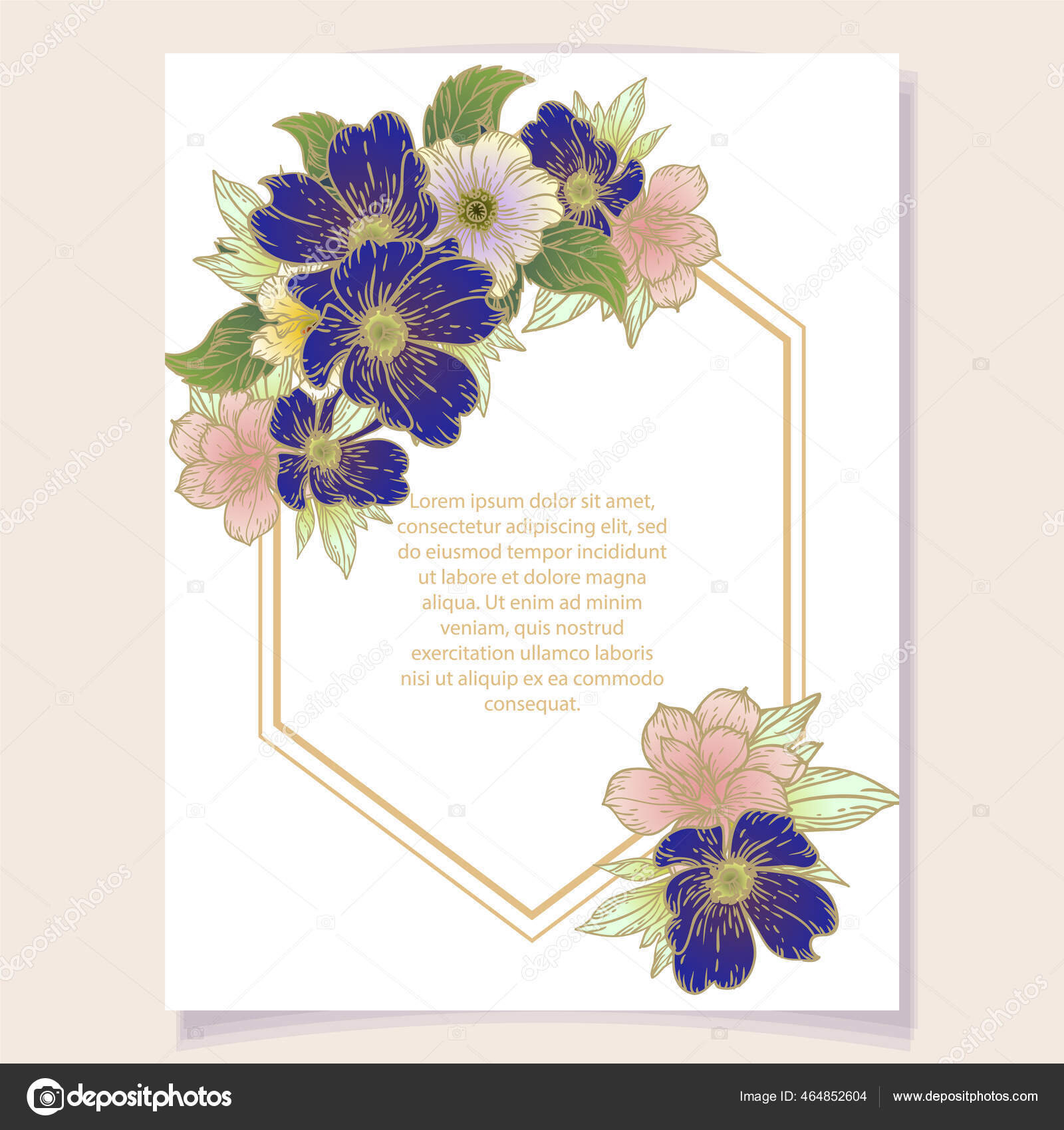 Vector Card Template Pattern Colorful Flowers Design Invitation Card ...