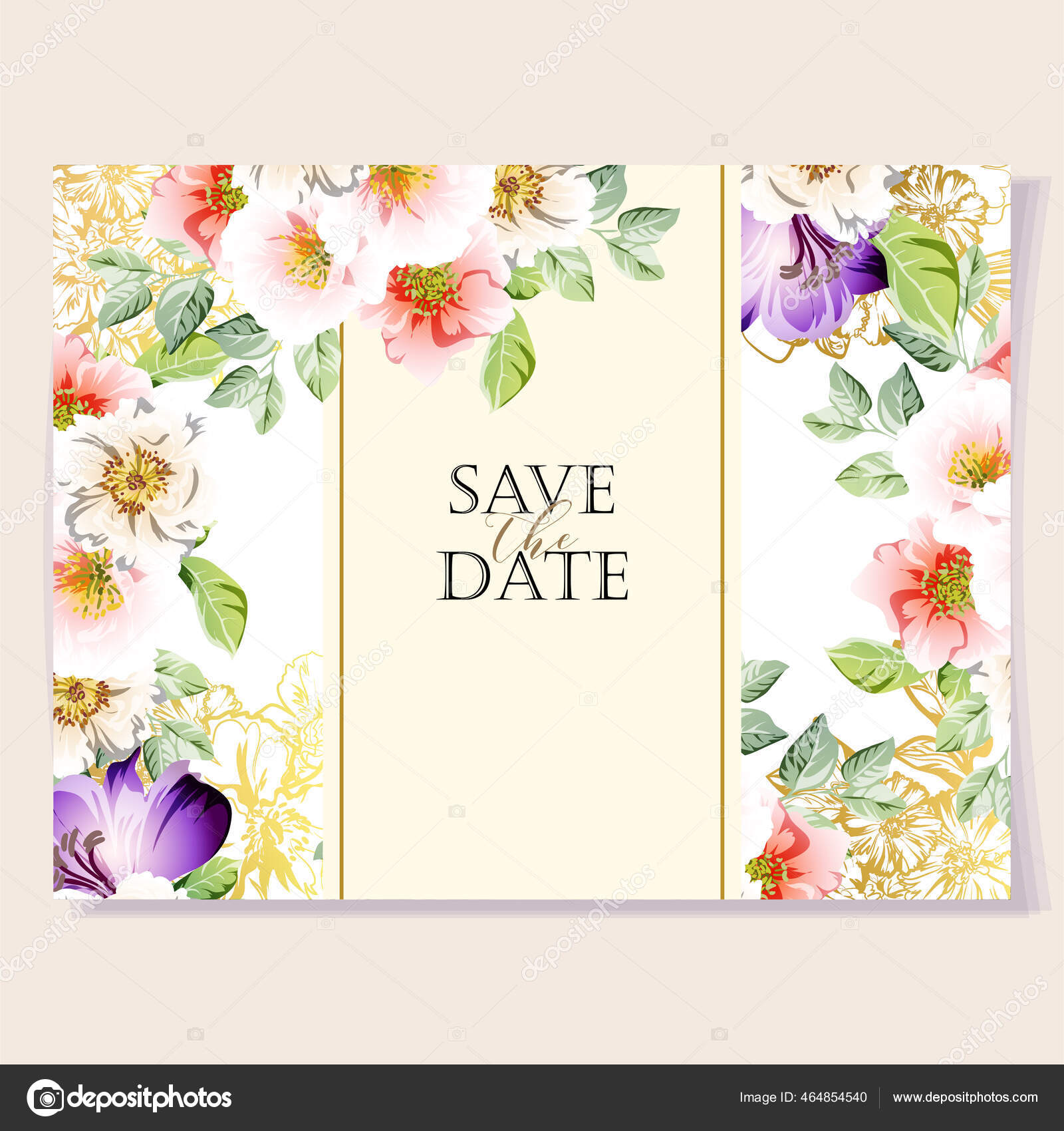 Vector Card Template Pattern Colorful Flowers Design Invitation Card ...