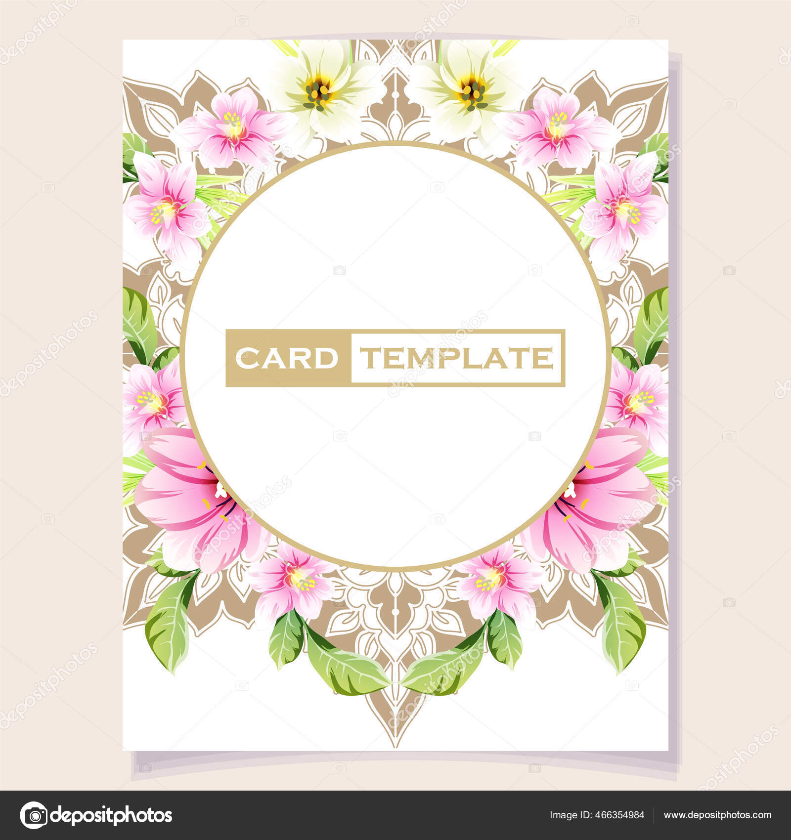 Vector Card Template Pattern Colorful Flowers Design Invitation Card ...