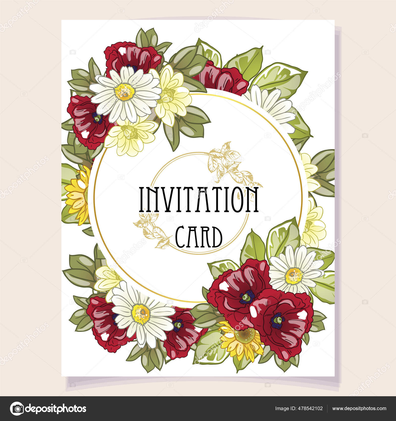 Blomster Baggrund Invitation Kort Banner Plakat Flyer Stockvektor af ...