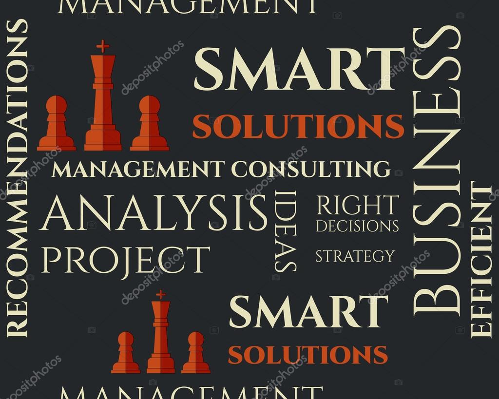 Smart solutions seamless pattern with management Consulting keywords ...