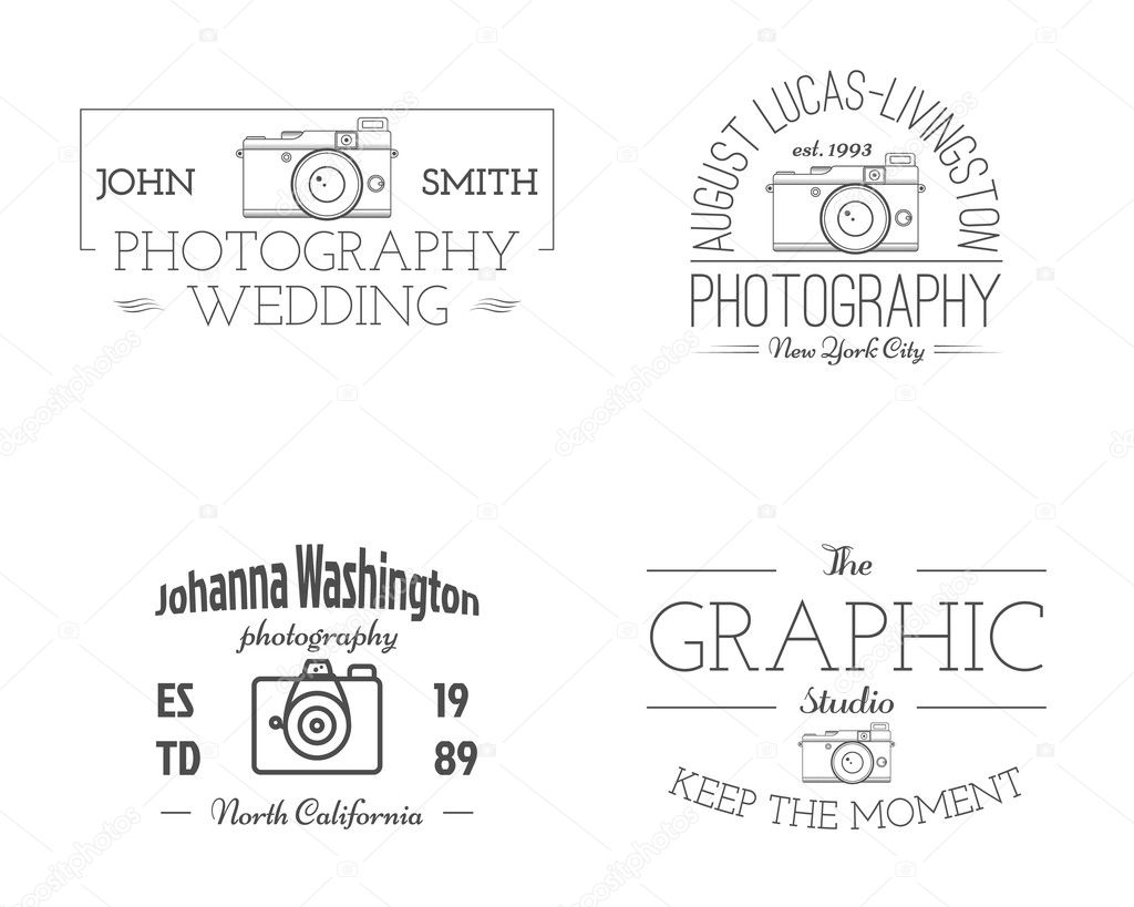 Vintage Photography studio Badges, Labels. Monochrome design with old ...