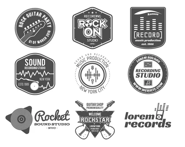 Vector music production studio logos set. Musical label icons. Music ...