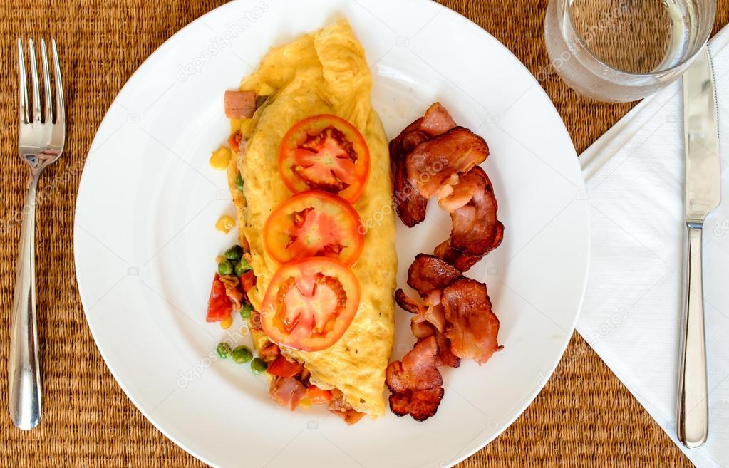 Omelette With Bacon Stock Photo by ©norrabhudit@hotmail.com 79103742