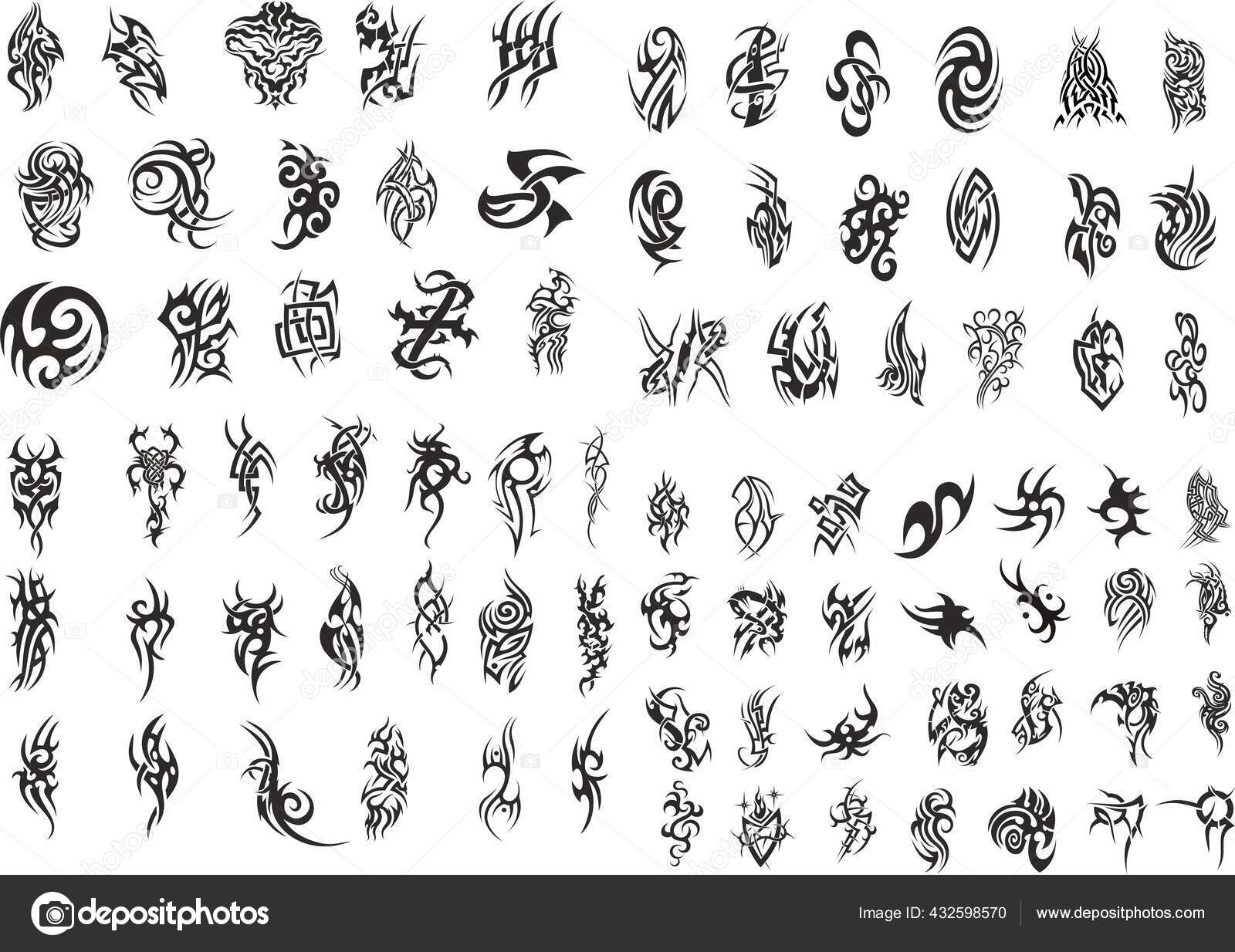 Vector Tattoo Symbols Set Abstract Drawings Sticker Elements Stock ...