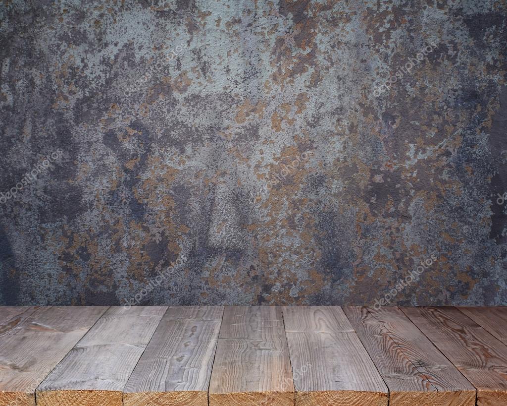 Empty wooden deck on the background of old walls. Stock Photo by ...