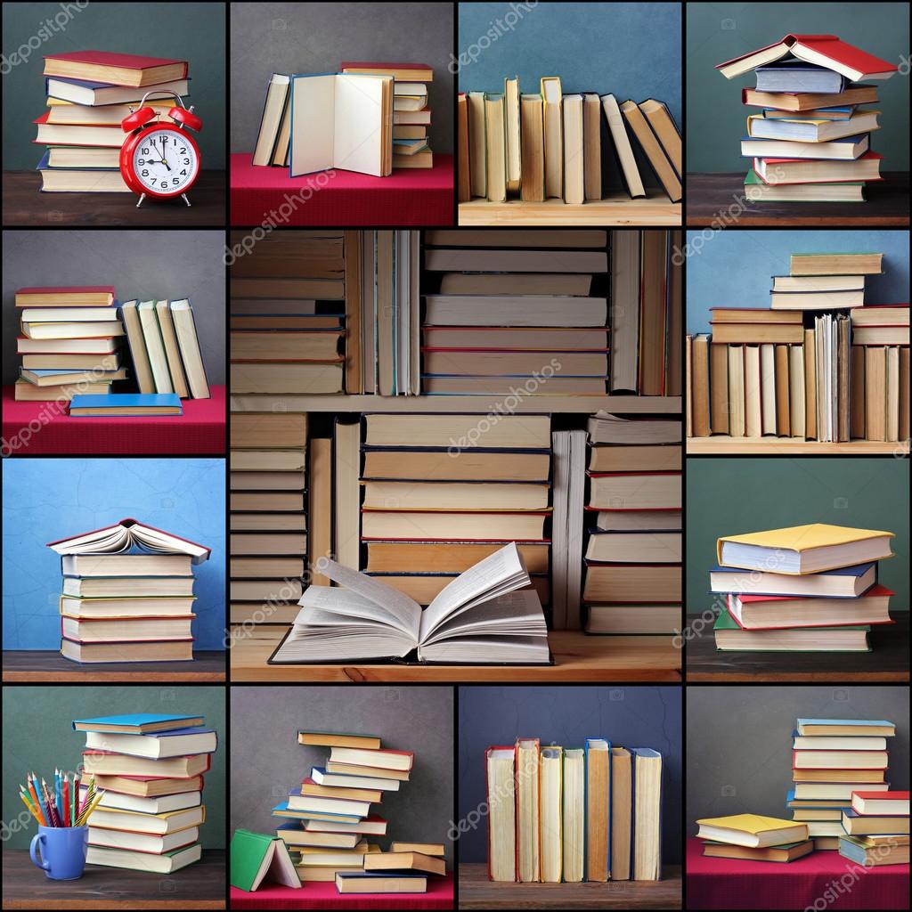 Collage from pictures with books — Stock Photo © BalaguR #101509906