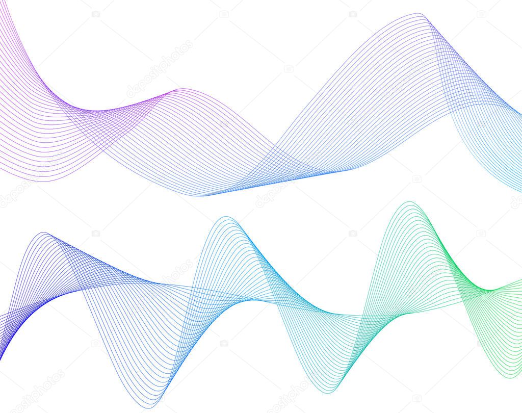 Ola de las muchas líneas de colores. Rayas onduladas abstractas sobre ...