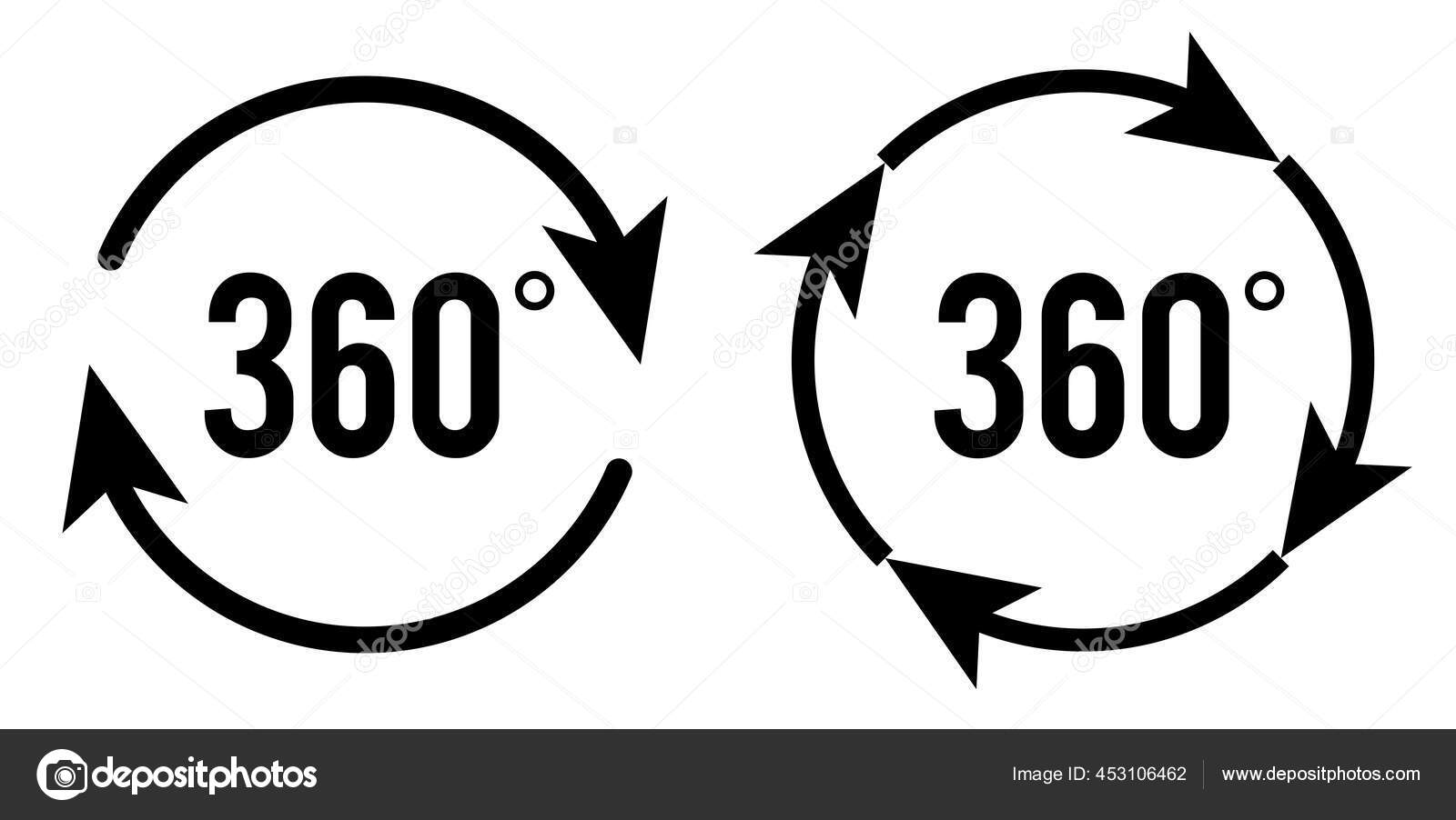 Ángulo 360 Grados Signo Icono Geometría Símbolo Matemático Rotación ...