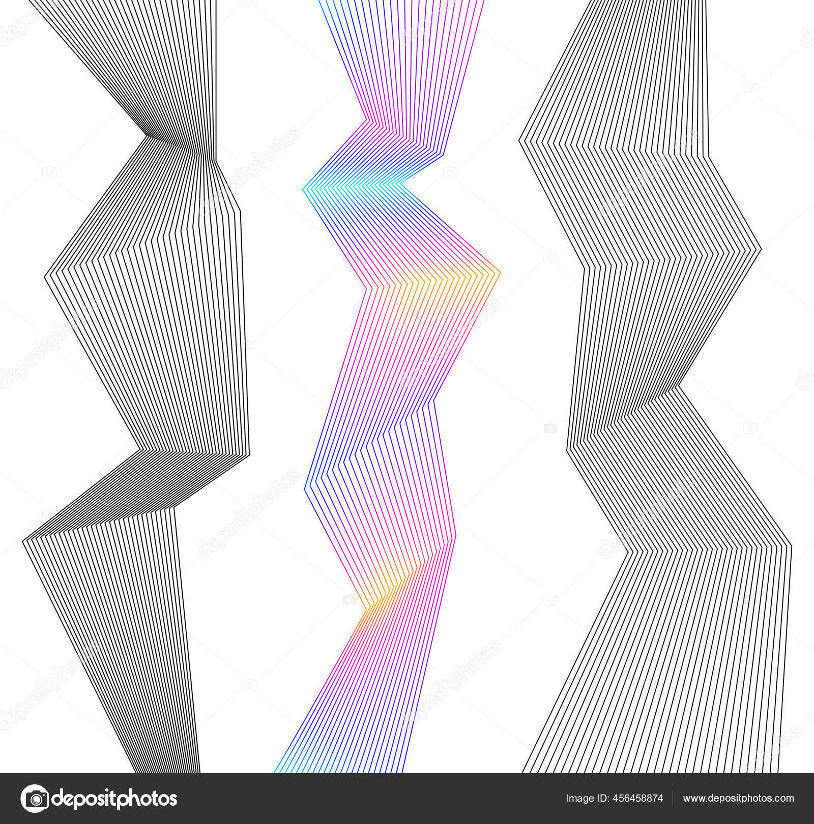 Design Elements Curved Sharp Corners Wave Many Lines Abstract Vertical ...