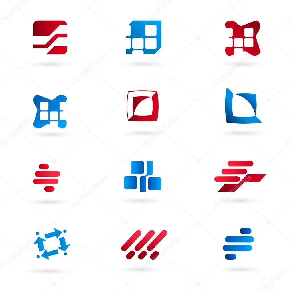 Set-red-blue-icons-isolated-on-white-background Stock Vector by ...