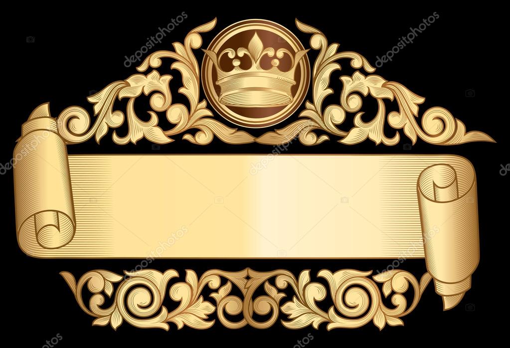 Golden vintage banner with crown Stock Vector by ©alex_scholar 111601004