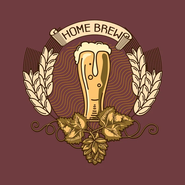 Home brew craft beer emblem — Stock Vector © alex_scholar #117259030