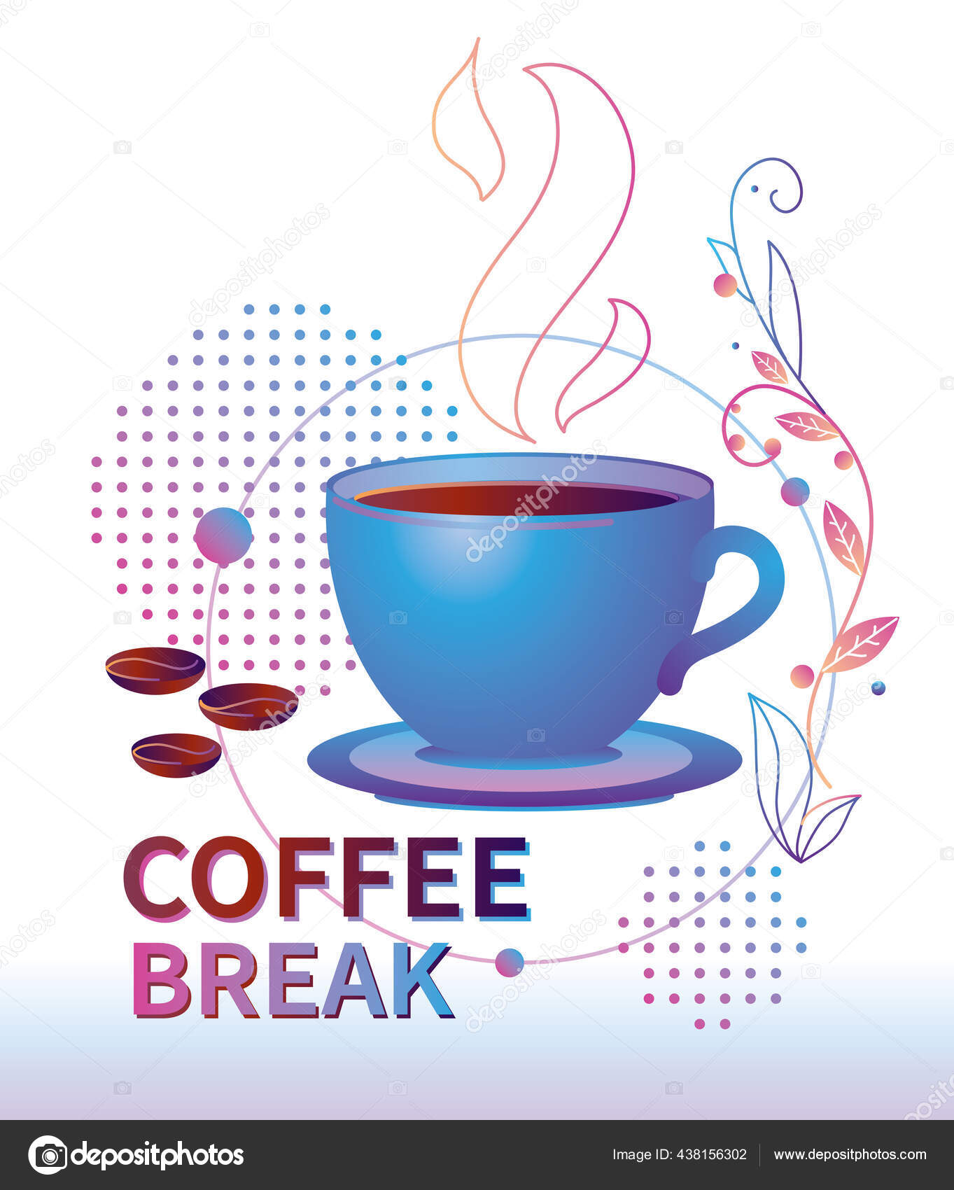 Coffee Break Trendy Colored Advertising Poster Stock Vector Image by ...
