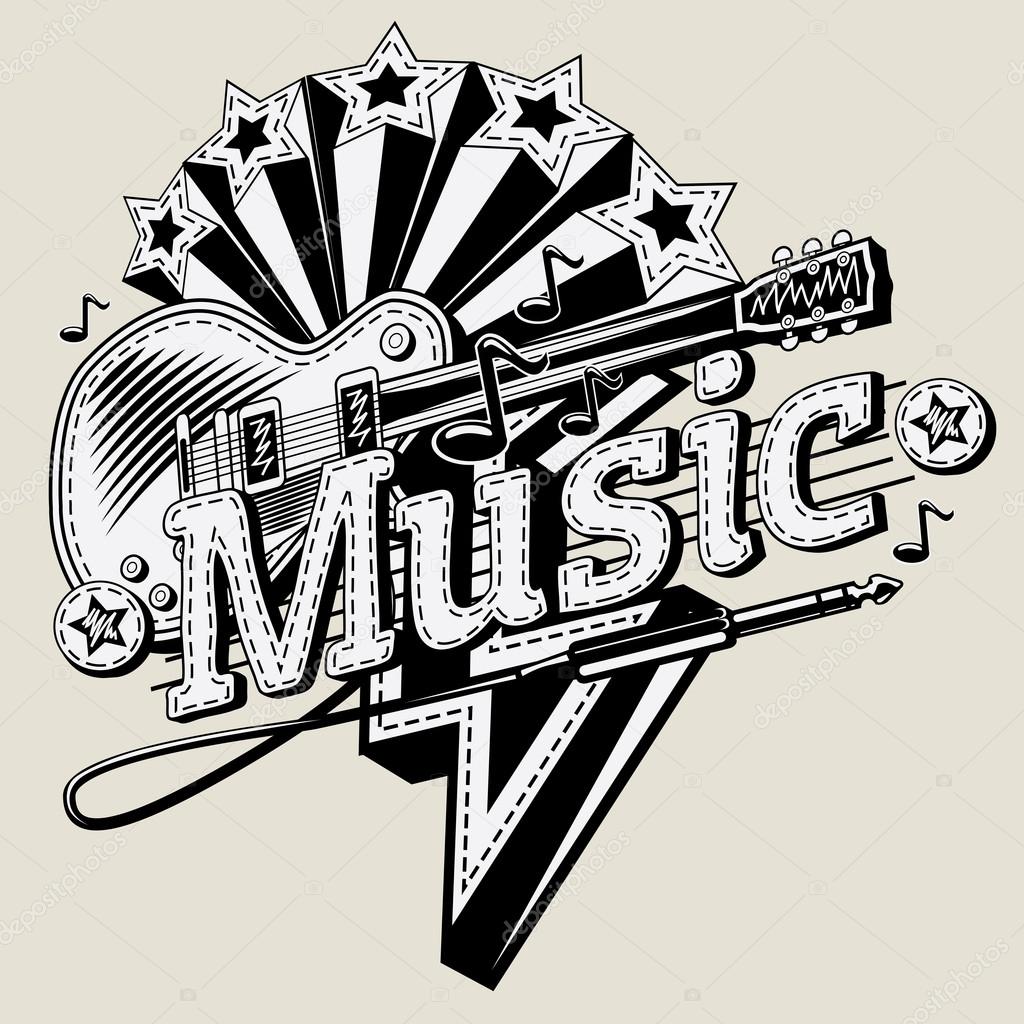 Decorative music emblem retro style premium vector in Adobe Illustrator ...