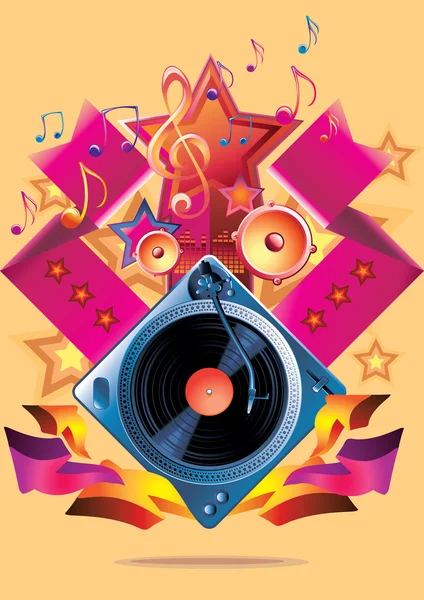 Funky Colorful Turntable Headphones Graffiti Arrows ⬇ Vector Image by ...