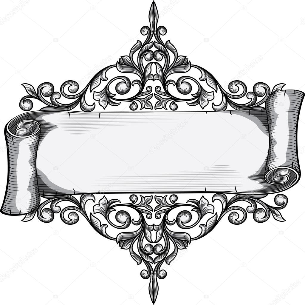 Decorated retro paper scroll Stock Vector by ©alex_scholar 87732756