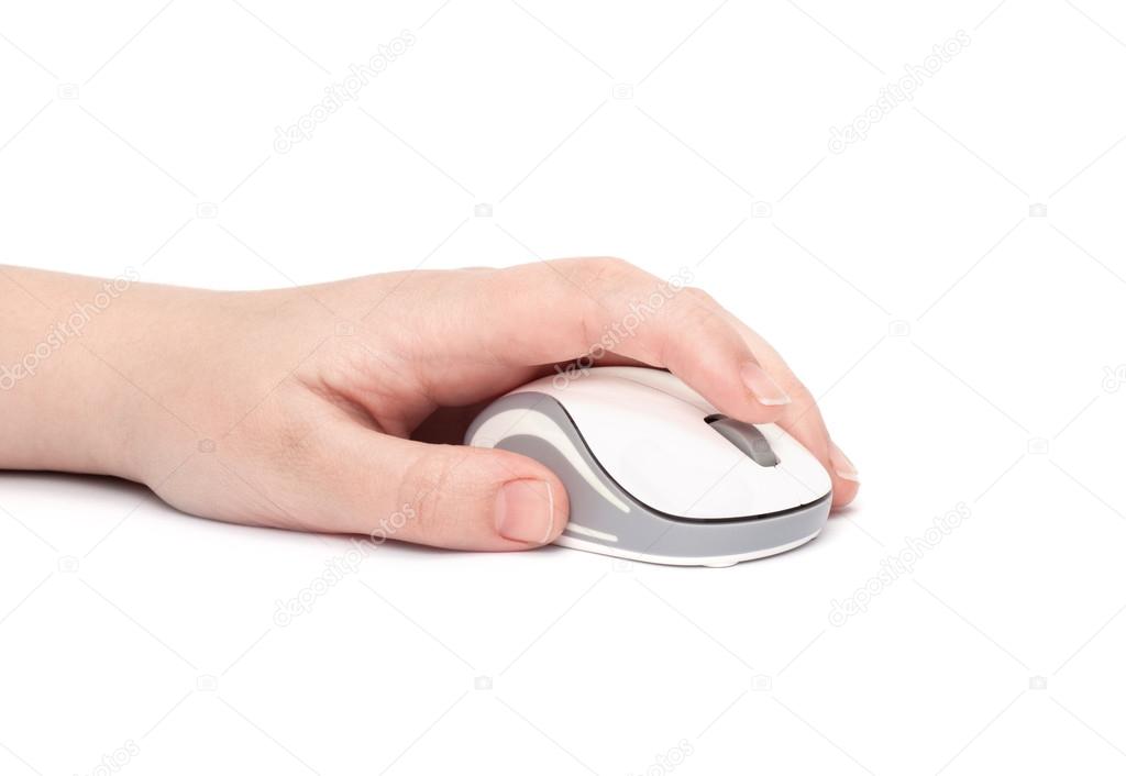 Hand click on modern computer mouse isolated — Stock Photo © Arybickii ...
