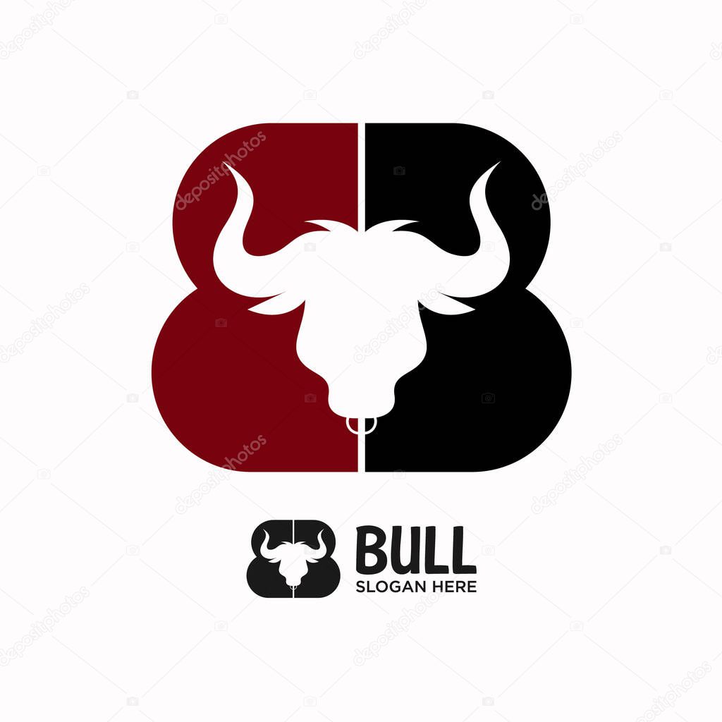 Logo del toro con b letra concepto diseño vector 2023