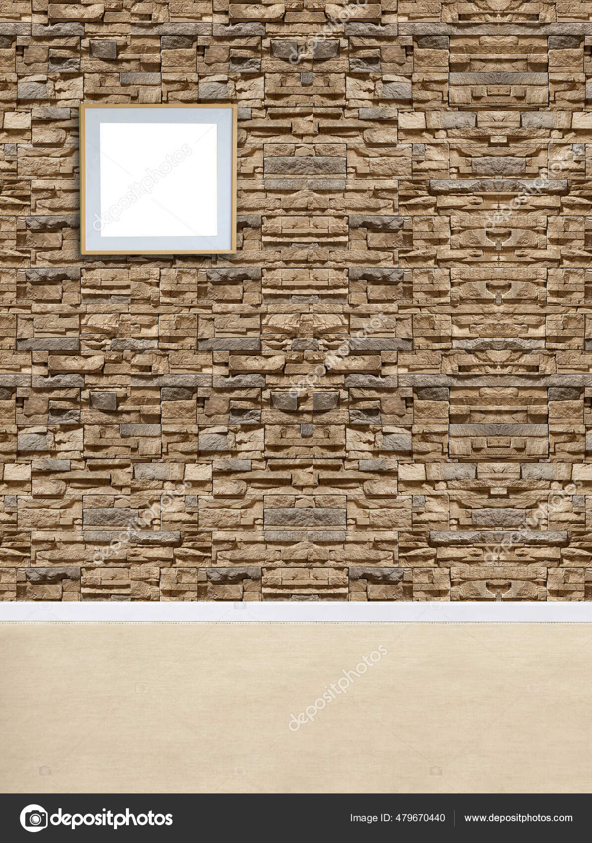 Stone Wall Modern Interior Decoration Empty Room — Stock Photo ...