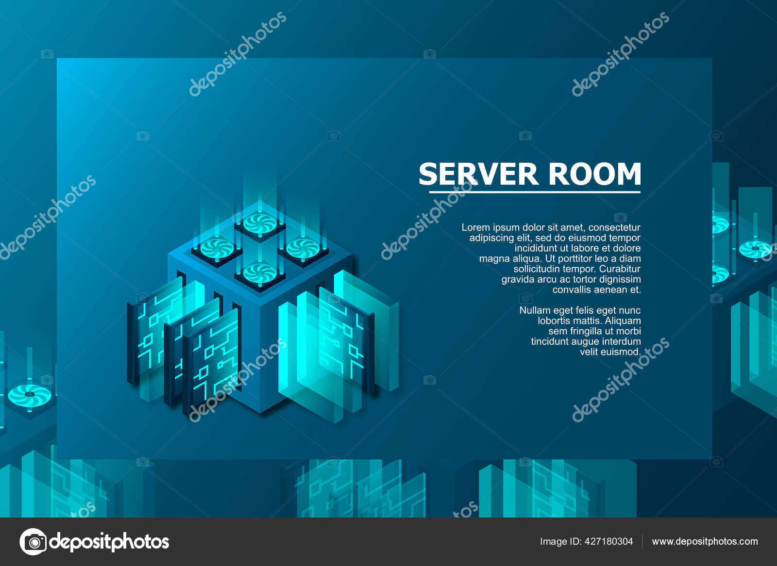Mainframe Powered Server Data Center Cloud Data Storage Isometric ...