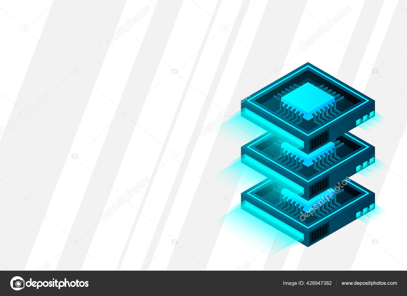 Quantum Computer Large Data Processing Server Room Artificial Intelligence Data Stock Vector ...