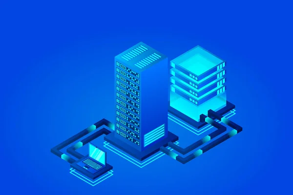 Illustration Local Servers Connected Main Server Laptop Purple Background Isometric Stock Vector ...
