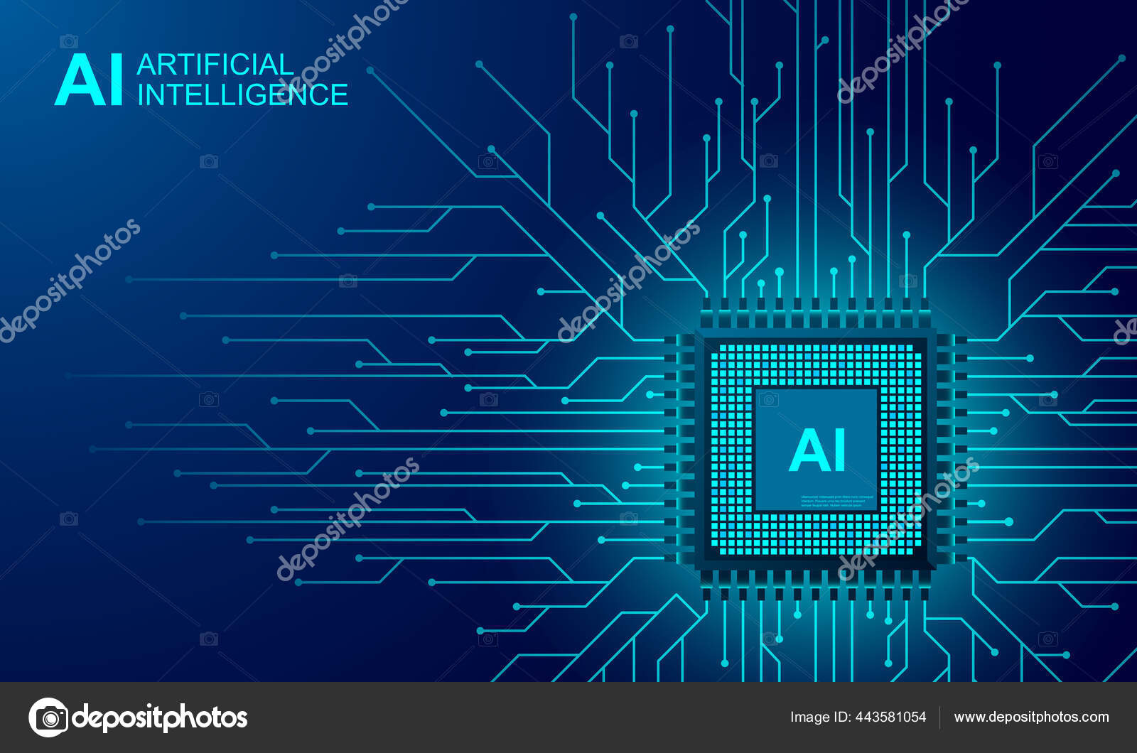 Artificial Intelligence Web Banner Isometric Illustration Processor Chip Process Data Stock ...