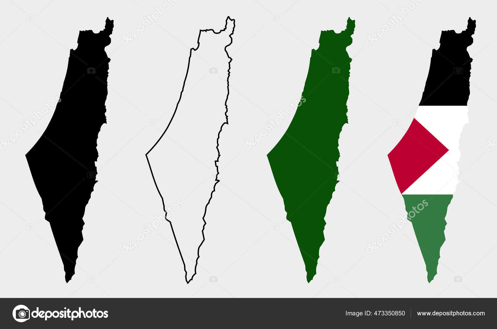 Set Vector Map Flag Palestine Isolated White Background Vector ...