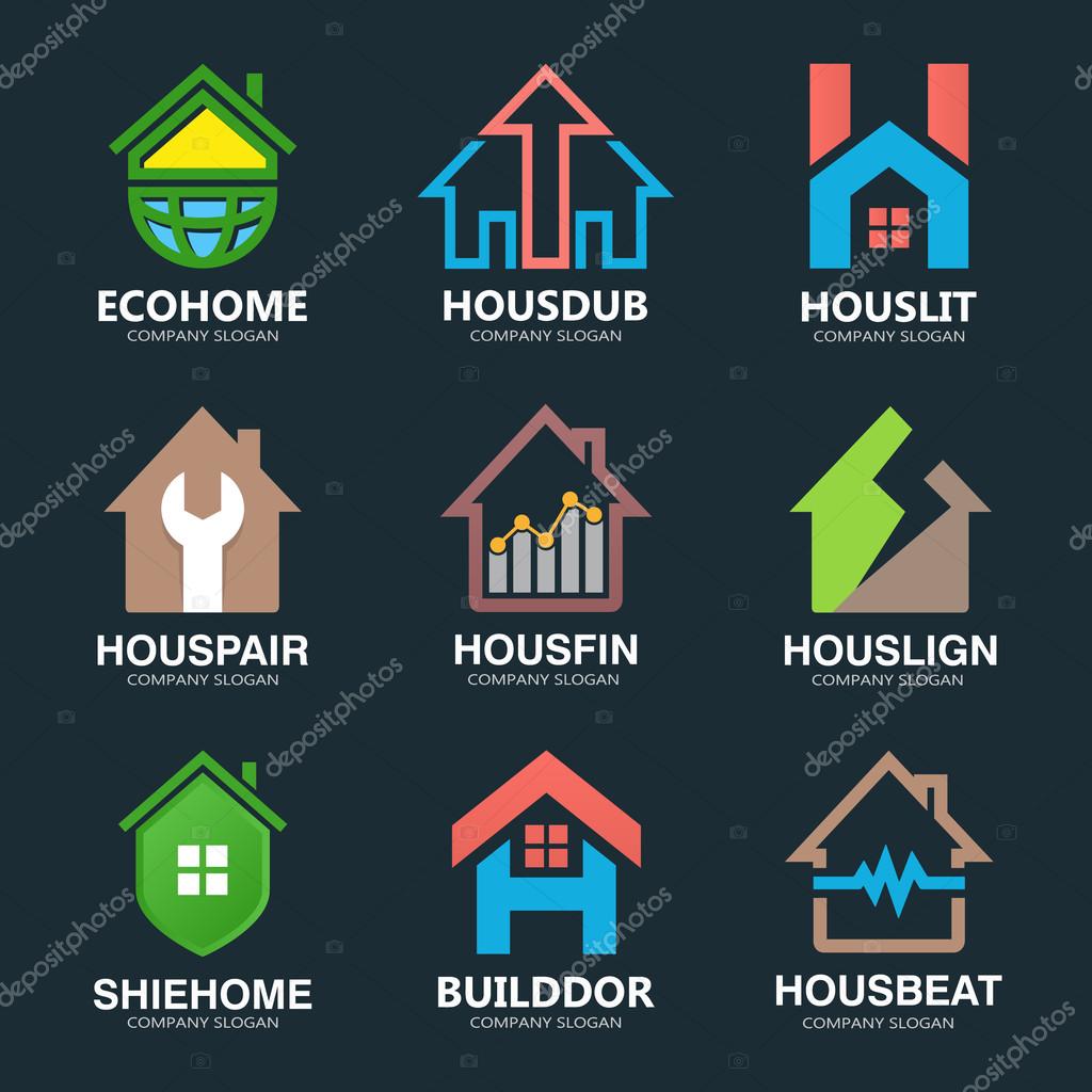 Conjunto de plantilla de diseño de logotipo de la casa. Logo de la casa ... Conjunto de plantilla de diseño de logotipo de la casa. Logo de la casa ...