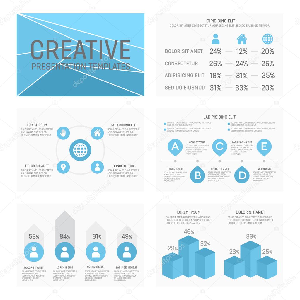 Vector template for multipurpose presentation slides with graphs and ...