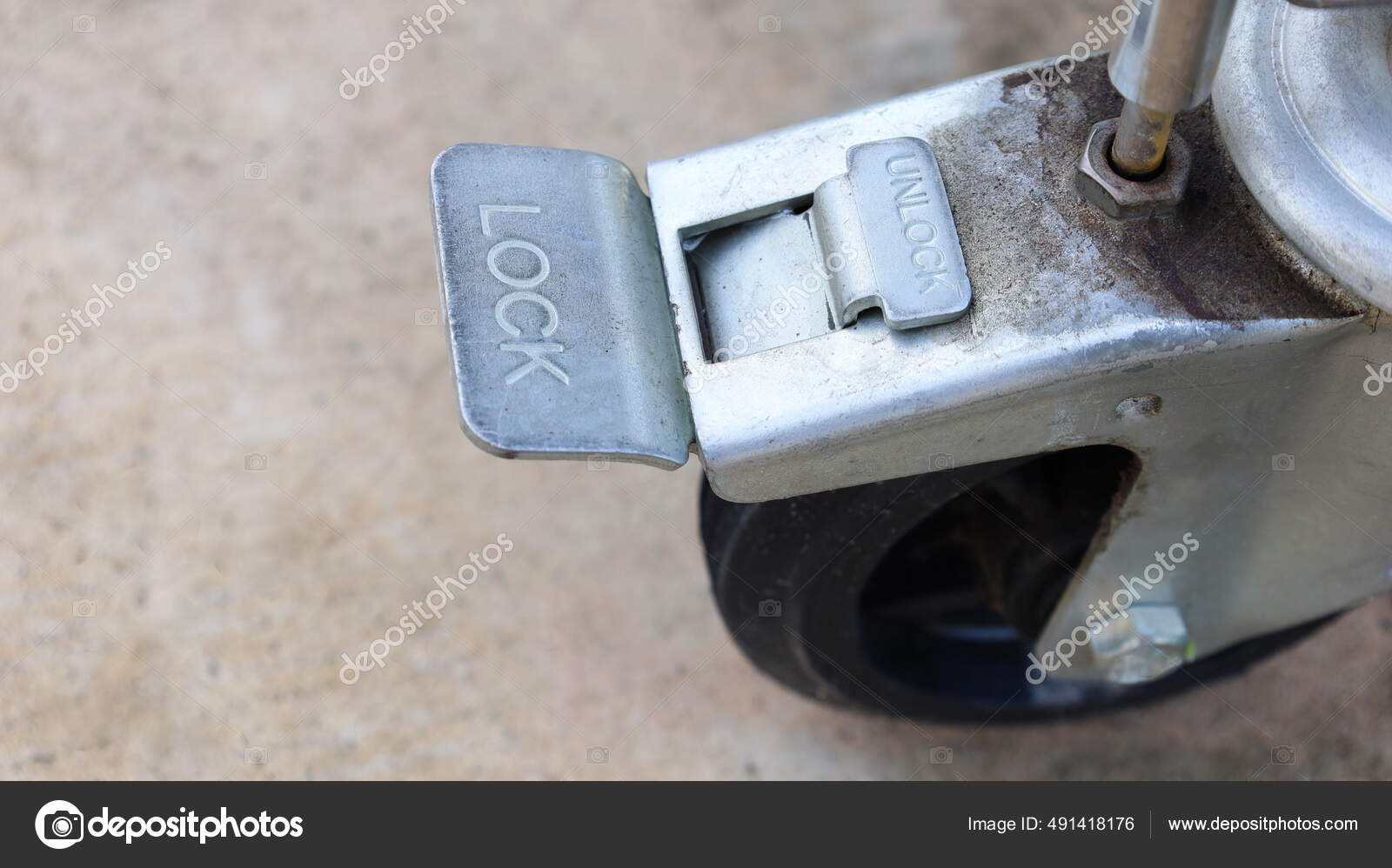 Casters Metal Locks Old Scroll Wheel Type Has Locking Unlocking — Stock ...