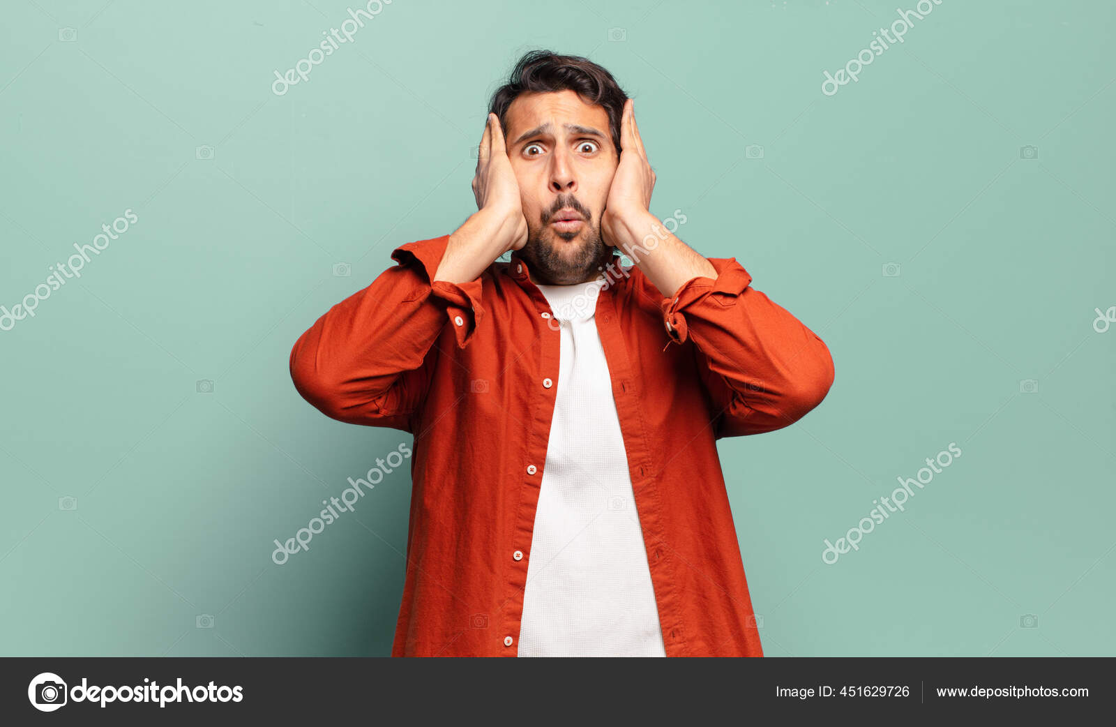 Young Handsome Indian Man Looking Unpleasantly Shocked Scared Worried ...