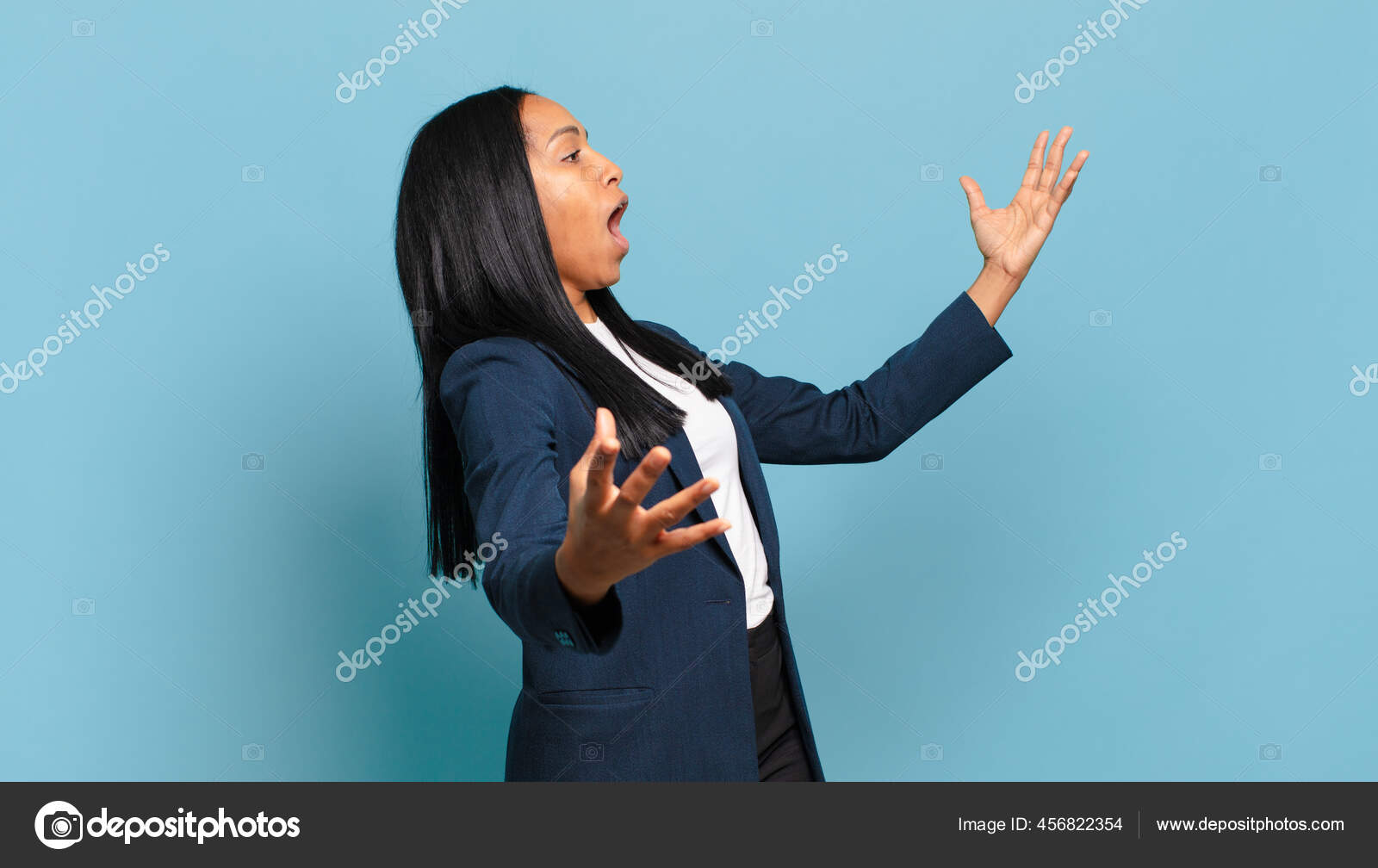 Young Black Woman Performing Opera Singing Concert Show Feeling ...