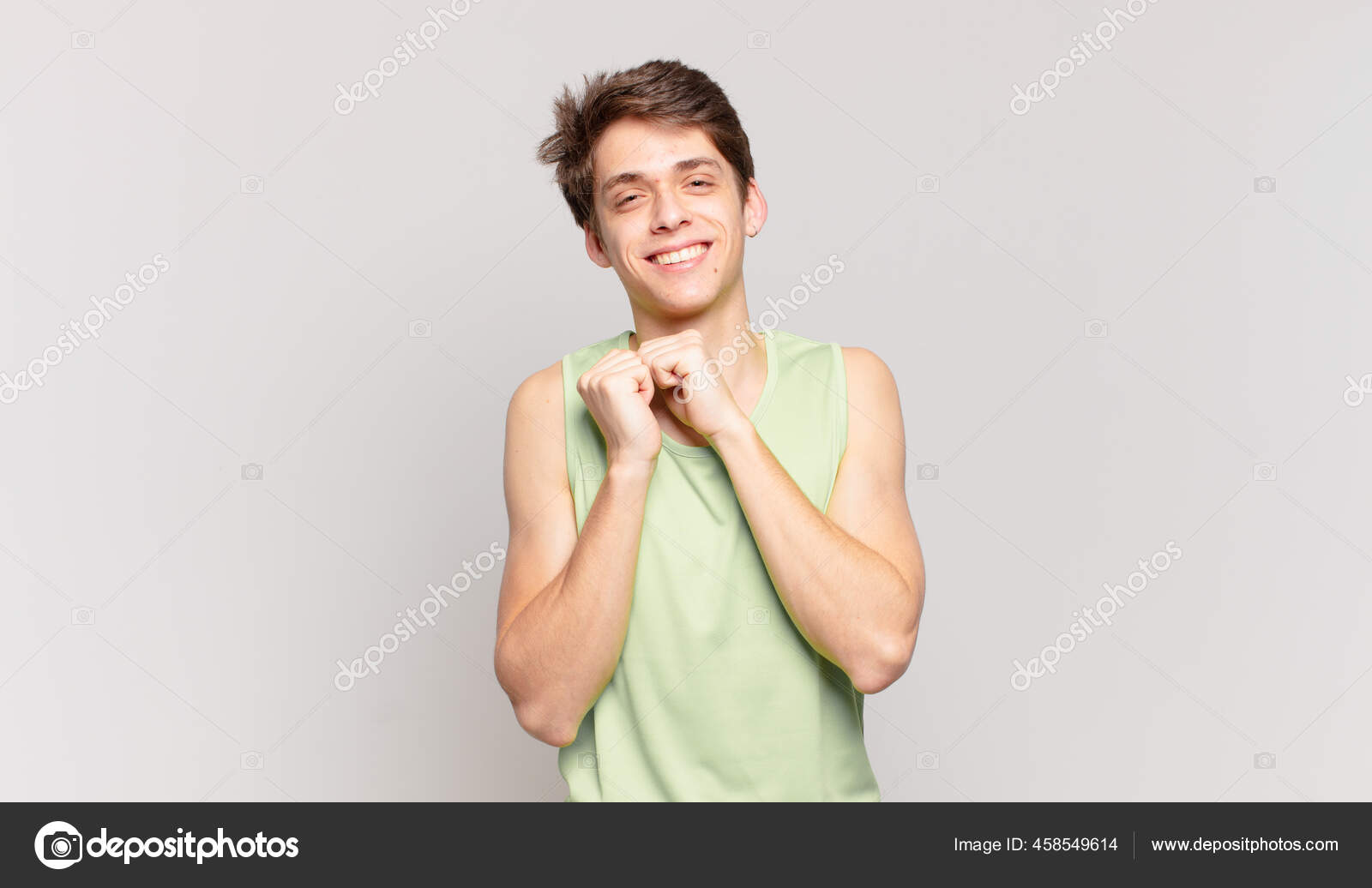 Young Boy Feeling Love Looking Cute Adorable Happy Smiling Romantically ...