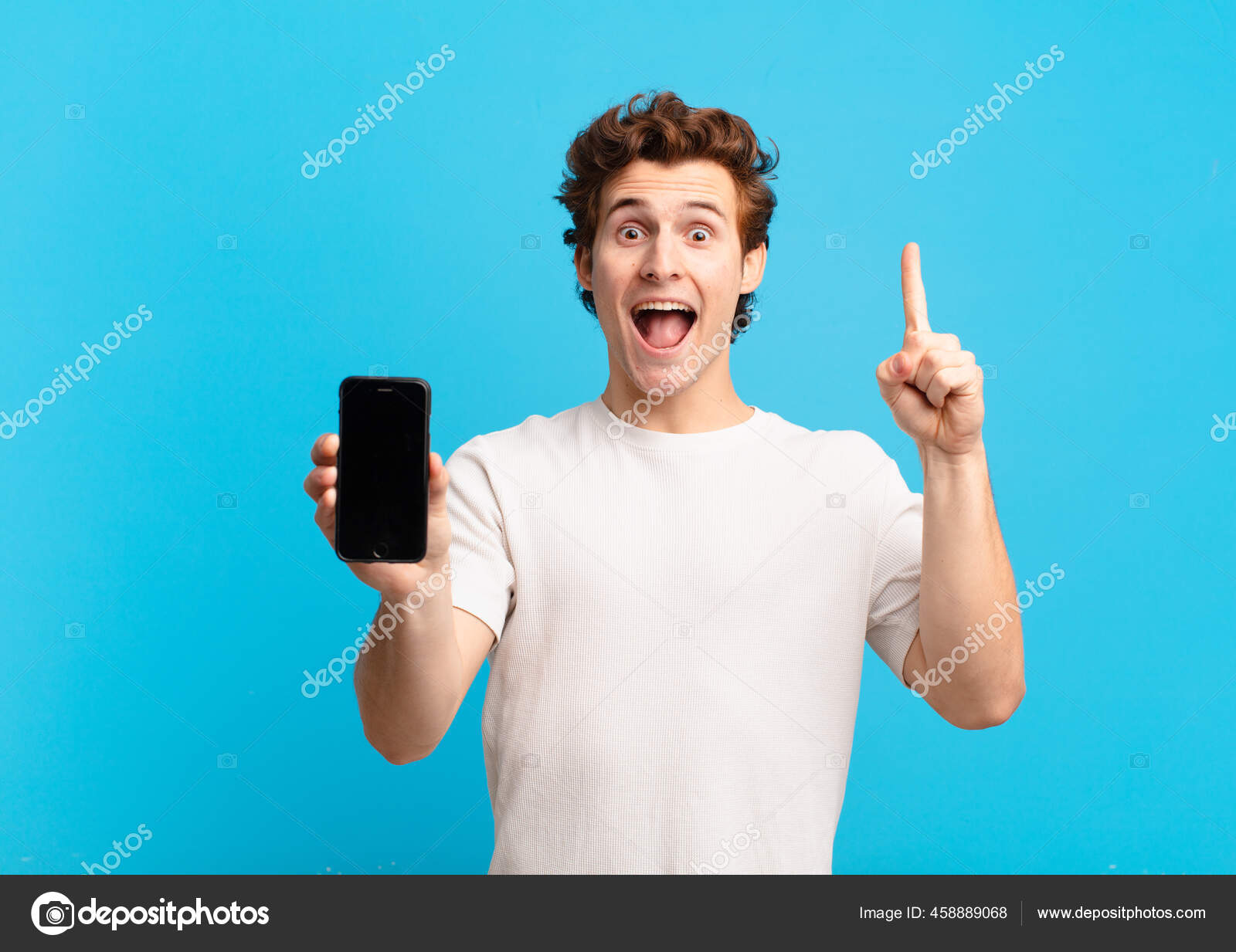 Young Boy Feeling Happy Excited Genius Realizing Idea Cheerfully ...