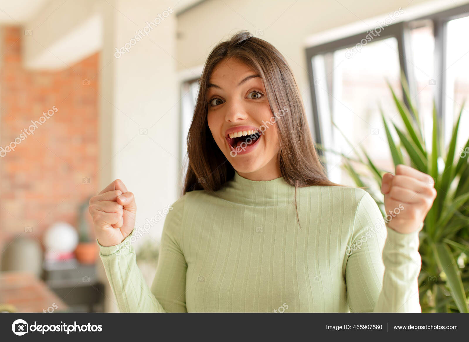 Pretty Woman Feeling Happy Surprised Proud Shouting Celebrating Success ...